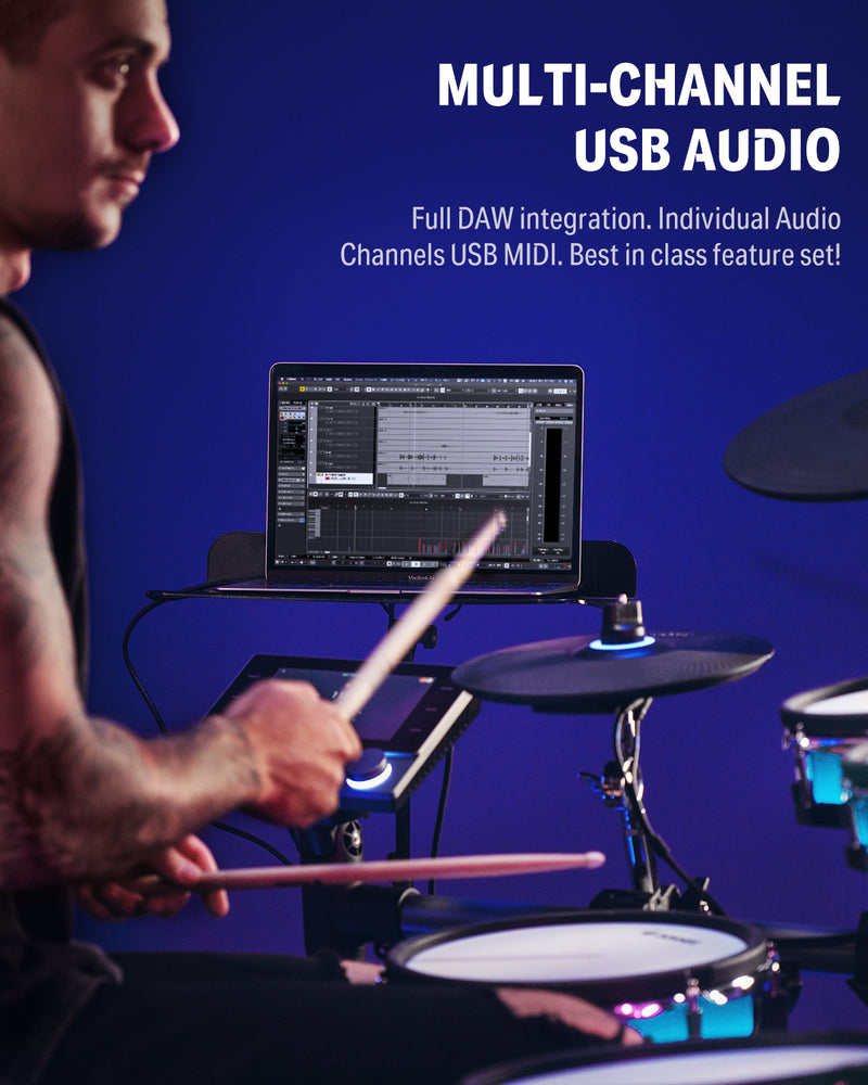 BackBeat Electronic Drum Set 8-Pcs with 1100+ Sounds LED Lights Donner