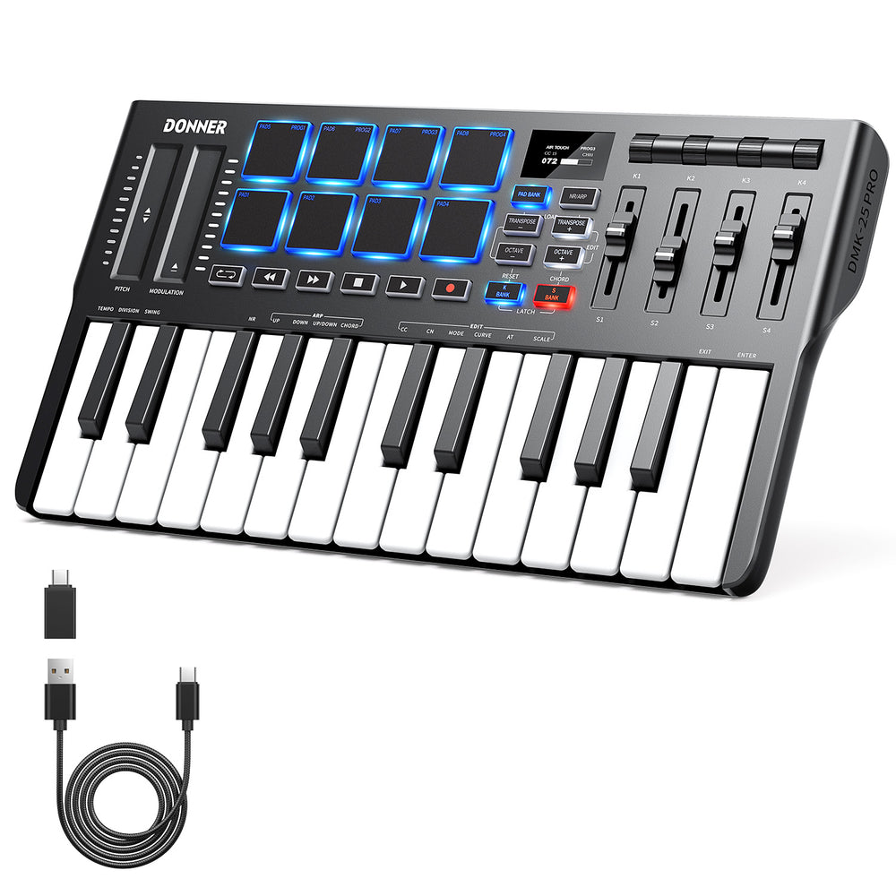 DMK-25 PRO MIDI Keyboard Controller with Personalized Touch Bar Donner