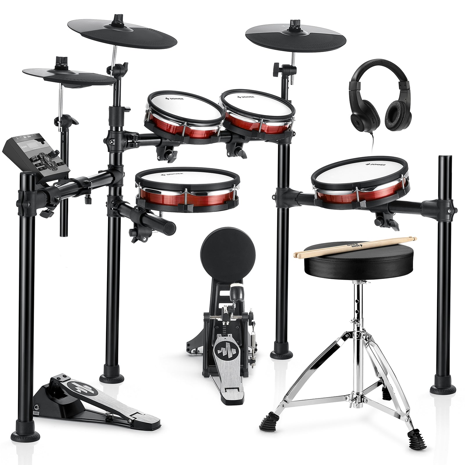 DED-200 MAX Electronic Drum Set 5-Drum 3-Cymbal with Throne/Headphone ...