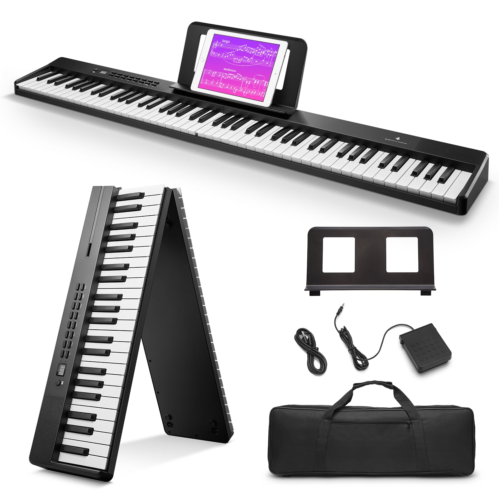 DP-10 Foldable 88-Key Semi-Weighted Digital Piano with Bluetooth Donner