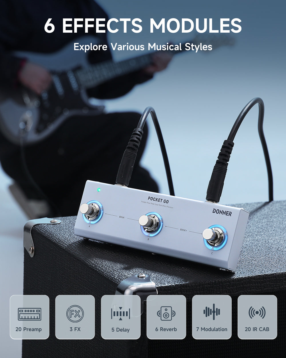 Pocket Go Portable Multi Effects Guitar Pedal Donner