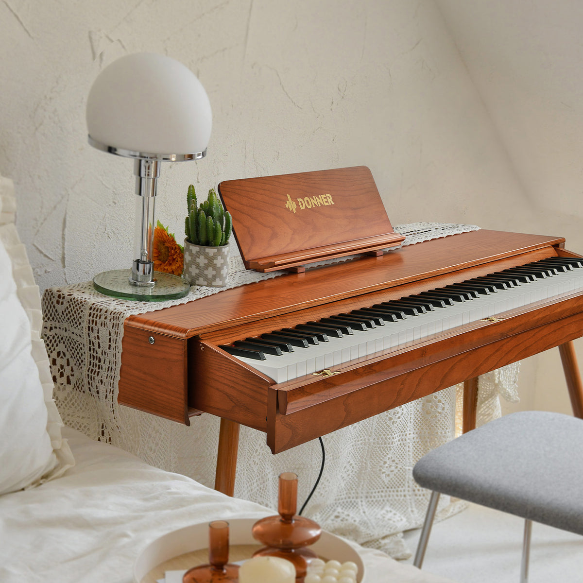 DDP-80 PRO Solid Wood Weighted Digital Piano Desk Drawer Design Donner