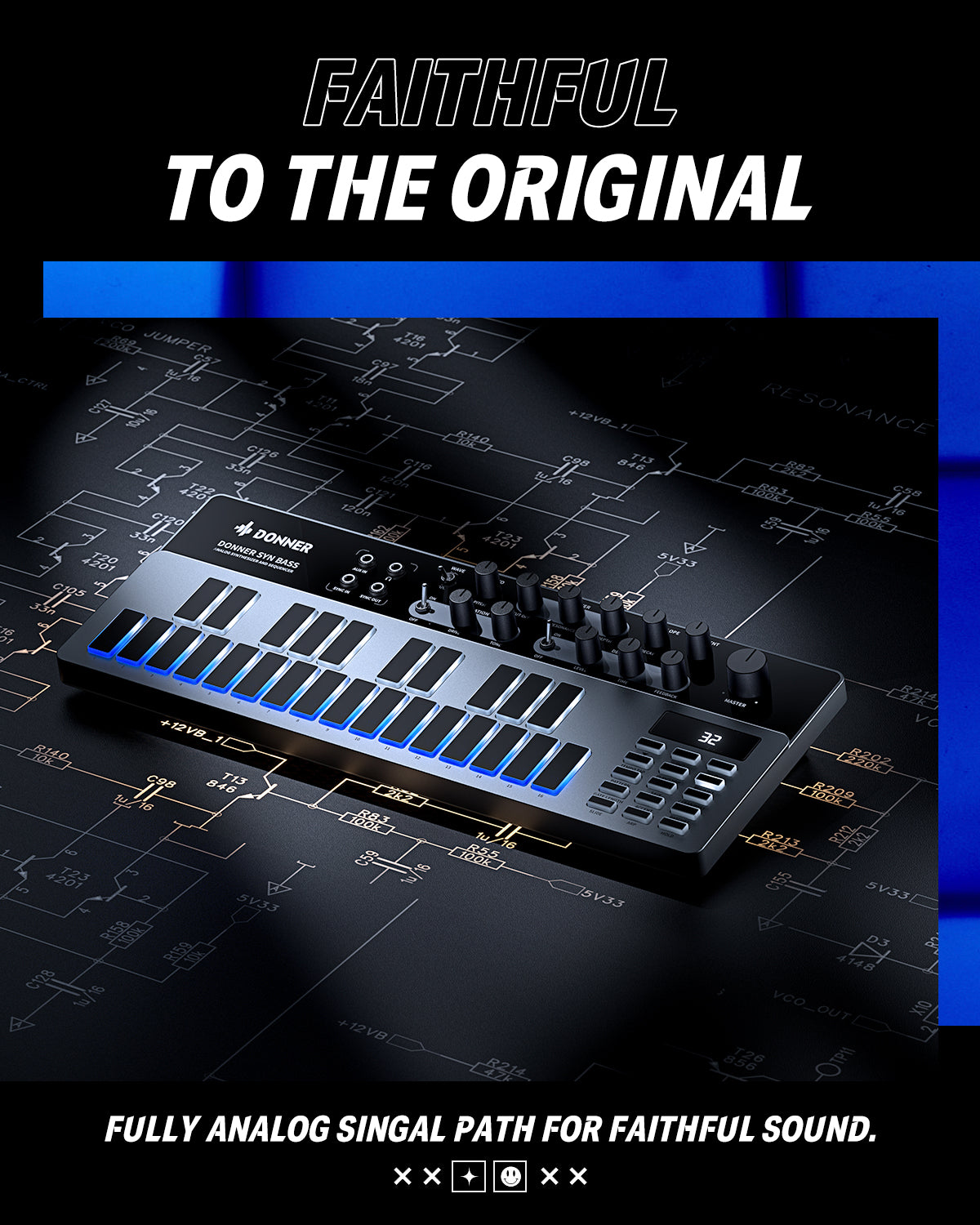 Home All products Donner Essential B1 Analog Bass Synth...