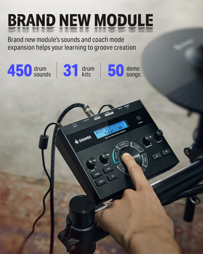 DED-200X Electronic Drum Set 5-Drum 4-Cymbal with Throne/Headphone Donner