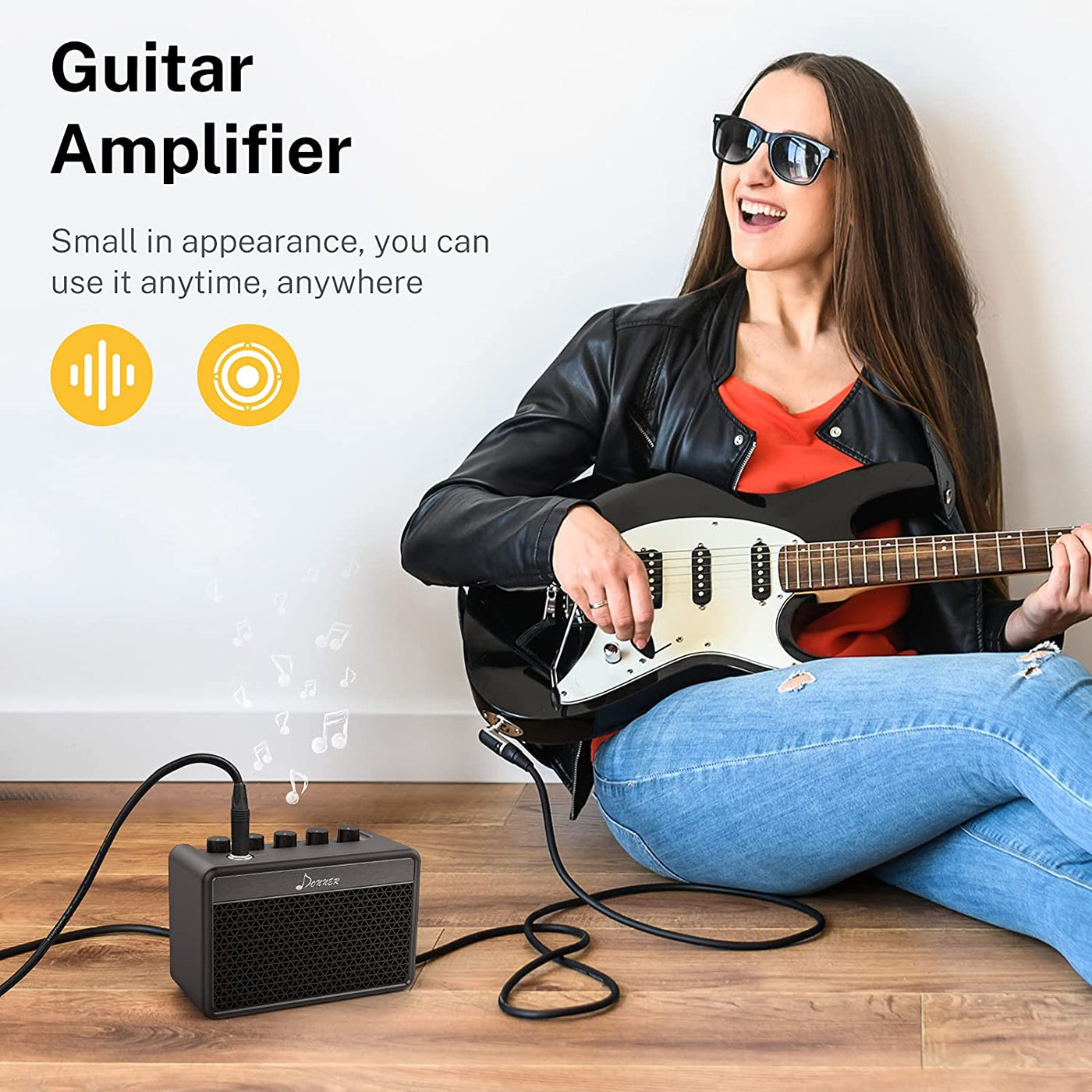 DA-10 Mini Guitar Amp Portable 5W Amplifier for Desktop Practice Donner
