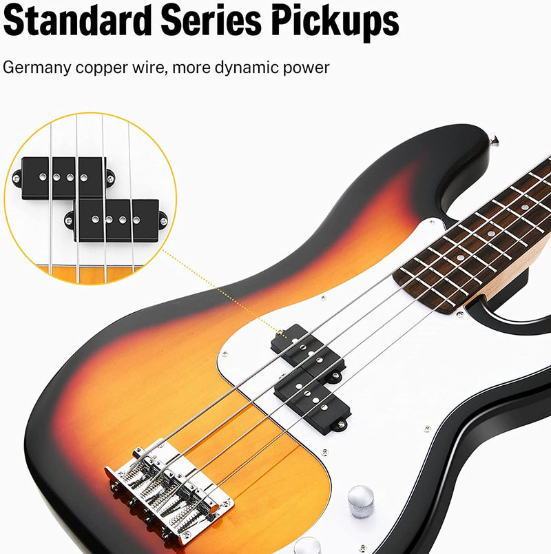 Donner DPB-510 Electric Bass Guitar Kit 4 Strings Full-Size PB-Style ...